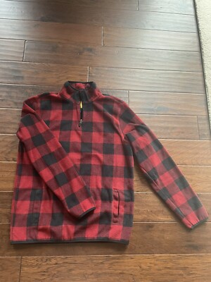 Mens Pullover Zip-Up Medium Prince & Fox Buffalo Check Fleece | eBay