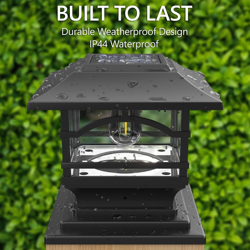 Edison Solar Outdoor Post Cap Lights - 4x4 5x5 6x6 - Bright LED Light ...