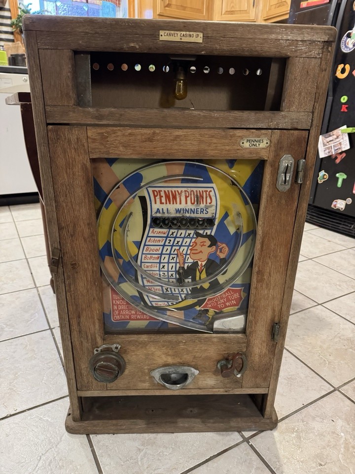 Antique Coin Operated Allwin Penny Points Arcade Machine | eBay