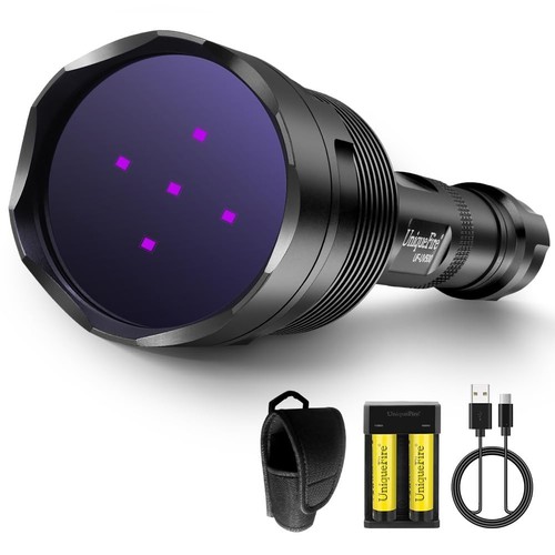 365nm Black Light UV Flashlight with 5 LEDs Professional UV Light, 50W ...