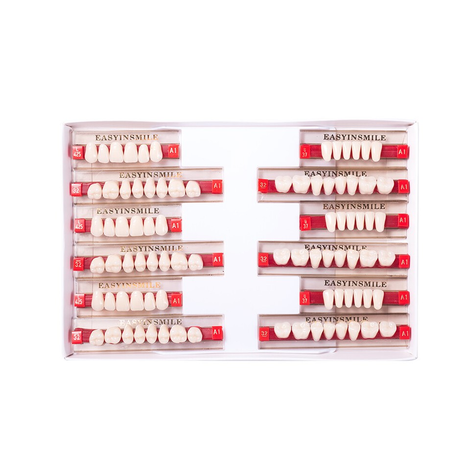 84/96Pc Full Set A1/A2/A3 Dental Acrylic Resin Denture Teeth Set Upper ...