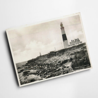 A3 PRINT - Vintage Dorset - The Lighthouse from the Beach, Portland ...