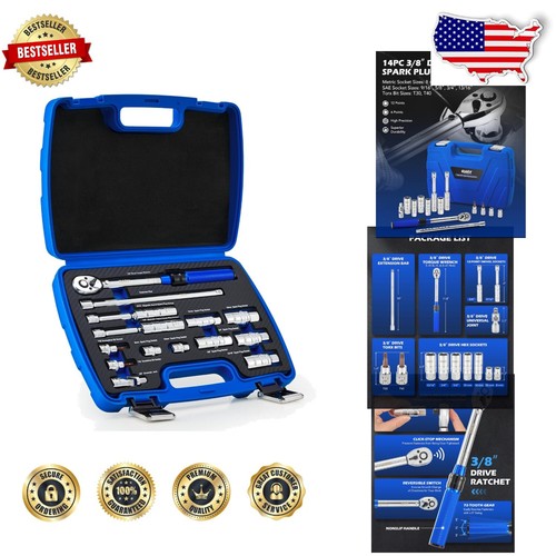 3/8" Drive 14-Piece Spark Plug Tool Set with Dual-Direction Ratchet ...