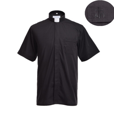 Mens Clergy Shirt Clerical Minister Priest Shirt Church Men Shirt Short ...
