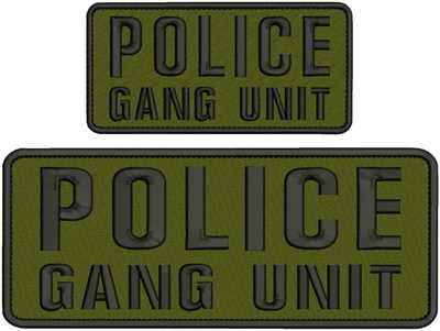 POLICE GANG UNIT embroidery patch 4x10 and 3x6 hook OD Green | eBay