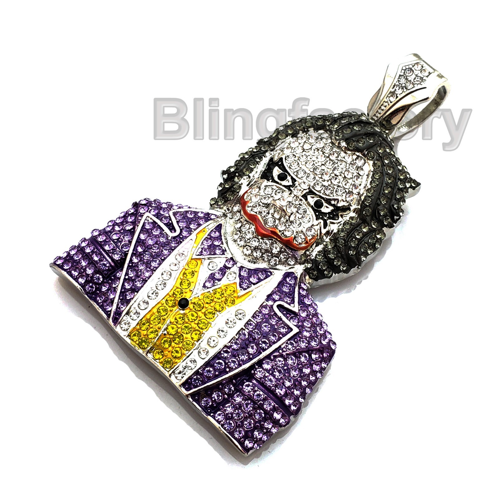 Hip Hop Large JOKER Pendant & 18" Full Iced Miami Cuban Choker Chain ...