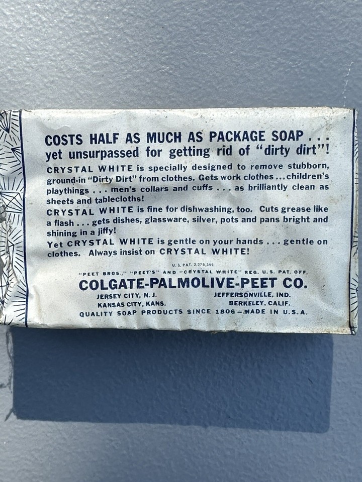 Vintage Soap Bar (Peet's Crystal White, Colgate-Palmolive-Peet) ~1930's ...