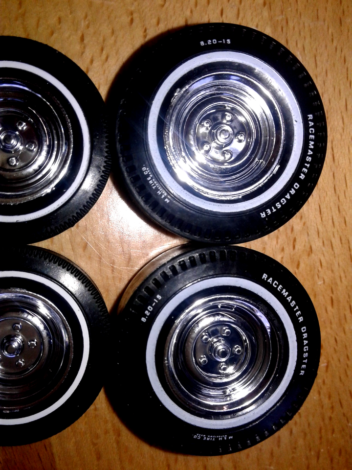 REVERSE CHROME STEEL WHEELS PAD PRINTED WHITEWALL TIRES MOON HUBS '25 ...