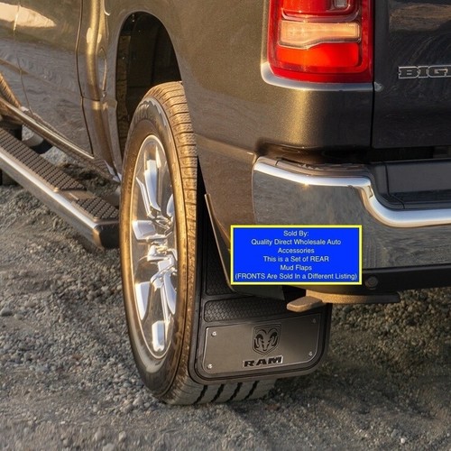 2- 12"x23" Rear Mud Flaps DODGE RAM HEAD OEM Factory Logo CHROME Splash ...