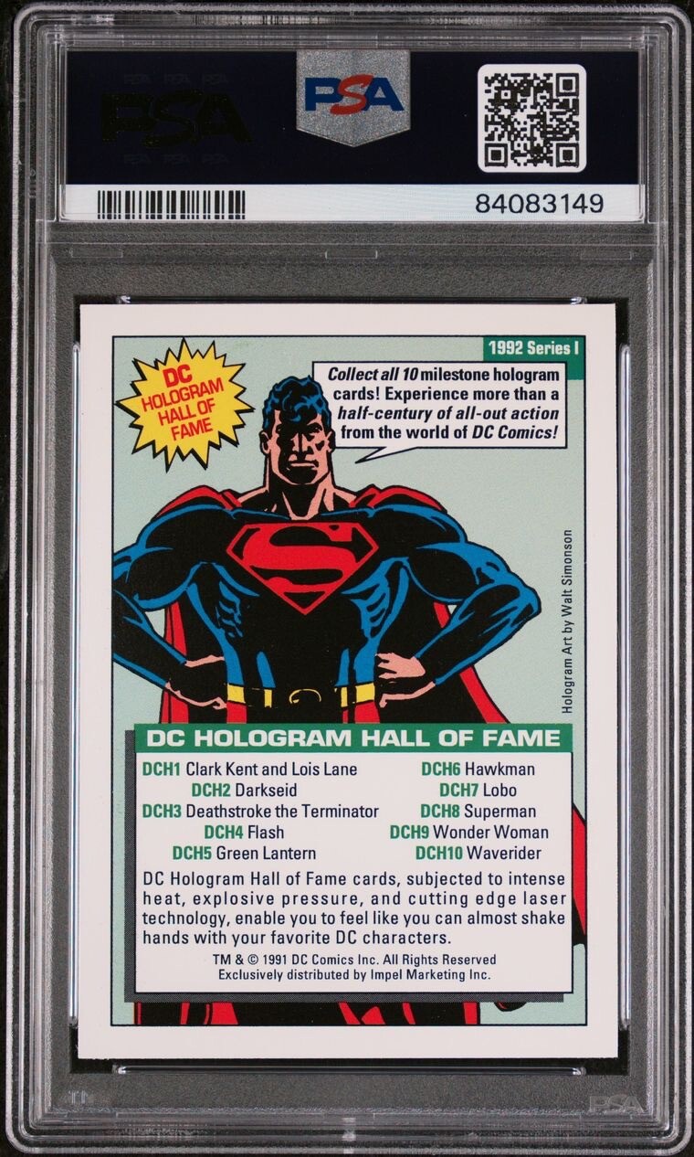 1992 DC Cosmic Cards Hologram Superman #DCH8 | PSA 9 Mint | ⚡️ POP 8 ⚡️ ...