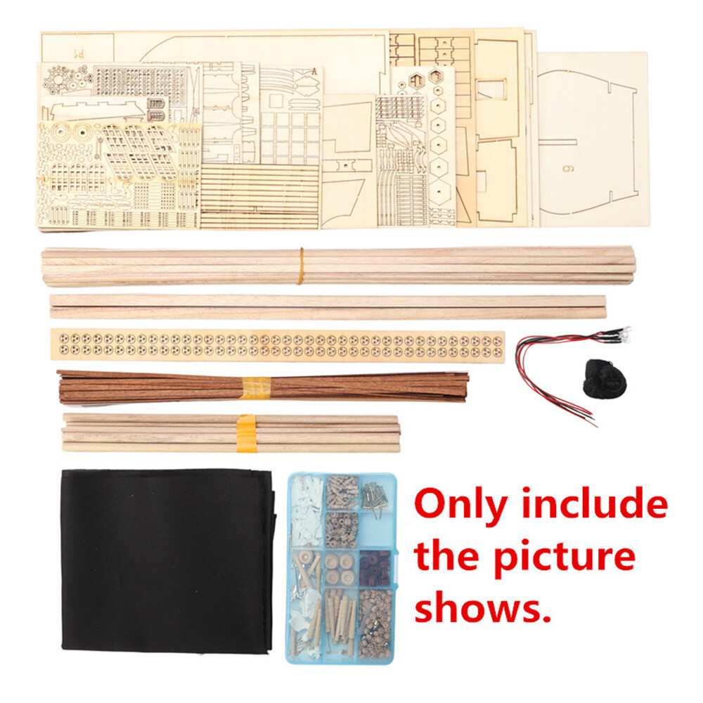 80cm Wooden Sailing Boat Assemble Model Kit Black Pearl Ship DIY Xmas ...