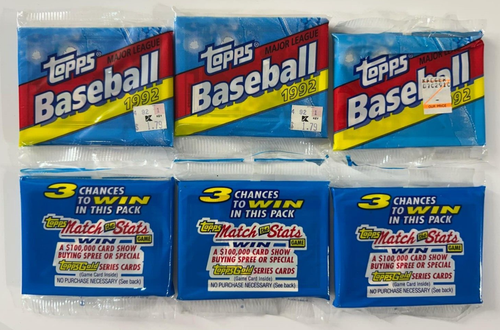 6 Sealed Packs Topps Major League Baseball Cards 1992 - Topps Gold | eBay