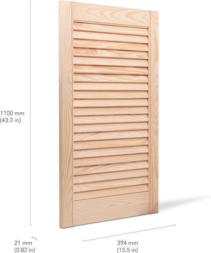 Louvre Door, Pine Wood, Vented Open, Natural or White Color, Slatted ...