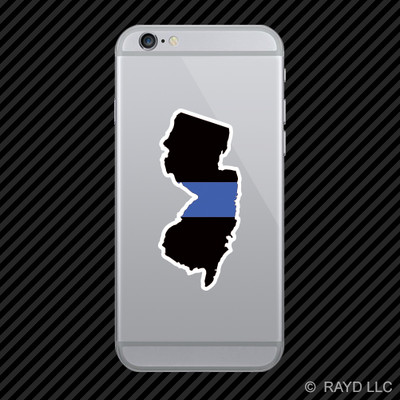 New Jersey State Shaped The Thin Blue Line Cell Phone Sticker Mobile ...