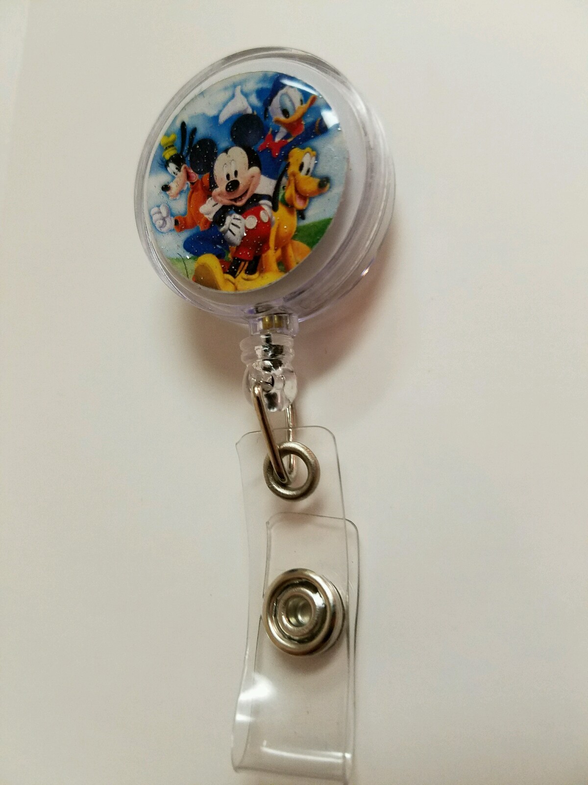 Disney Retractable Badge Reel Name Tag ID Holder Mickey Mouse Pluto ...