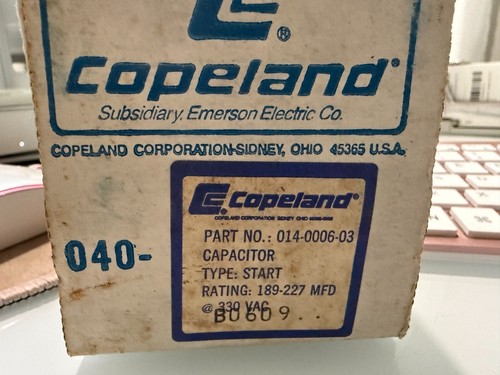 Copeland 014-0006-03 189-227 MFD 330 Vac 60Hz start capacitor | eBay