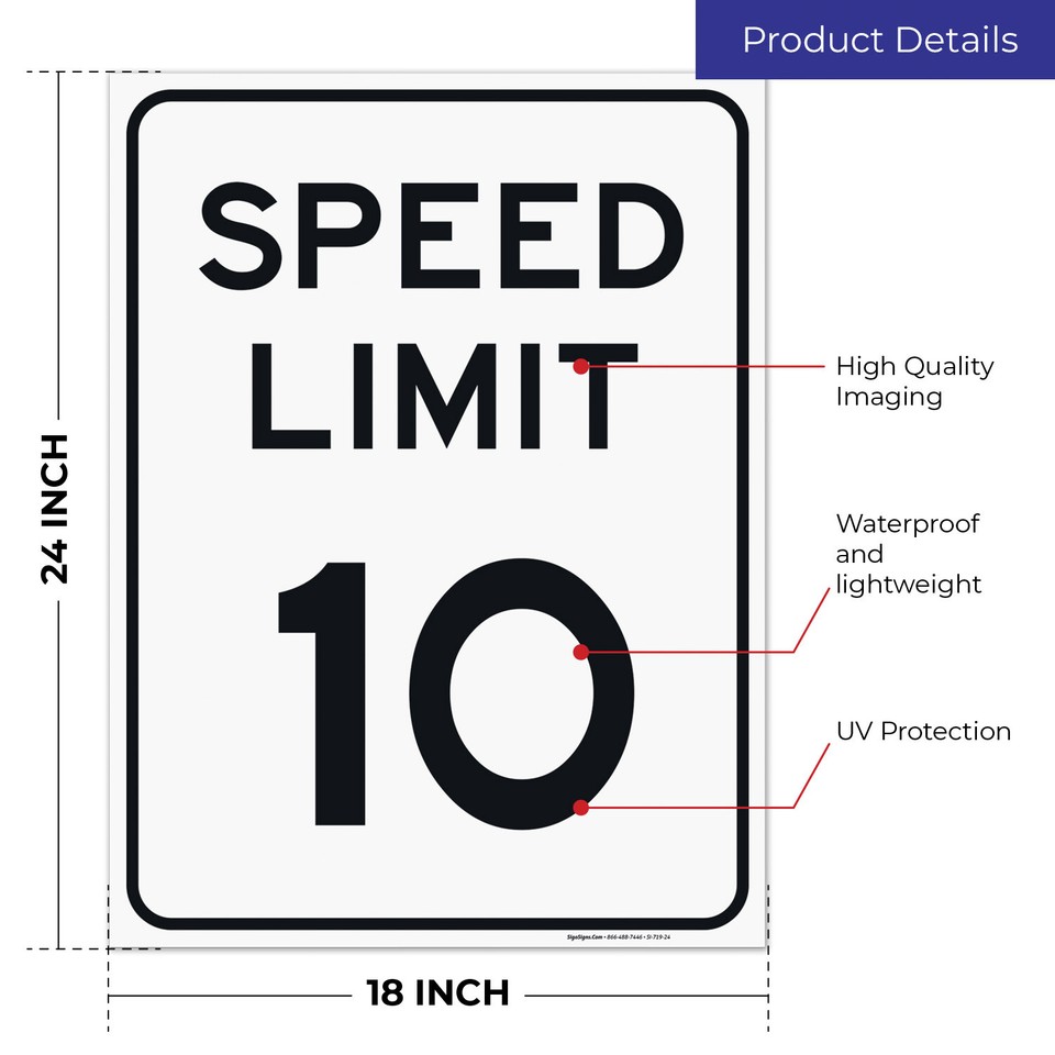 Speed Limit 10 MPH Sign, | eBay