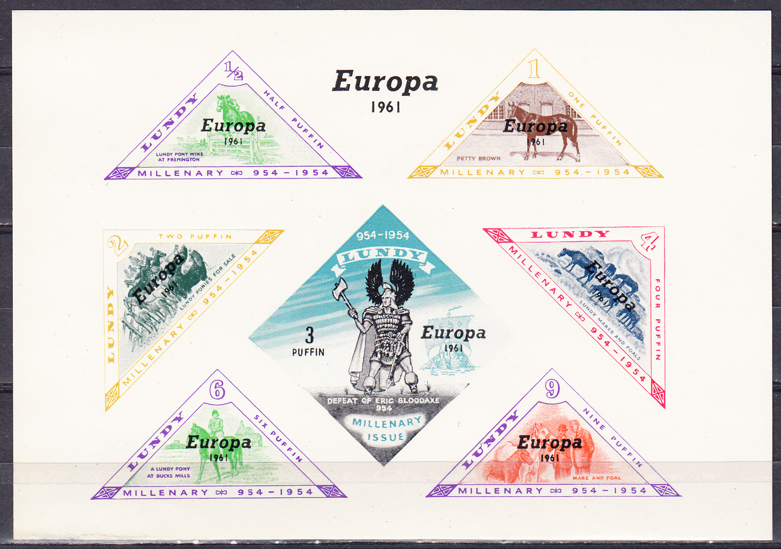 W LUNDY ST 033Av EUROPA 1961 ON DEFINITIVES IMPERFORATED SOUVENIR SHEET ...