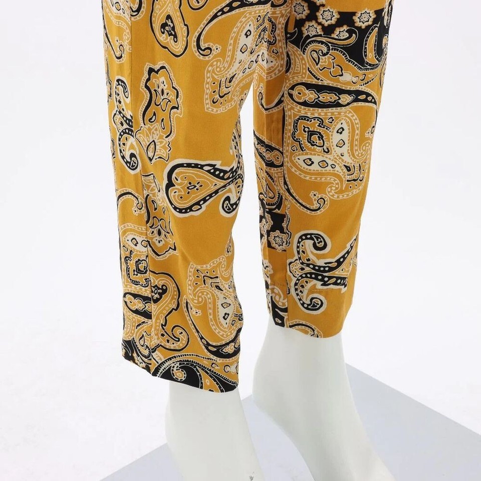 LISA HO Silk Henna Art Print Yellow Pants NWT RRP$399 Size 8 AU / 4 US ...