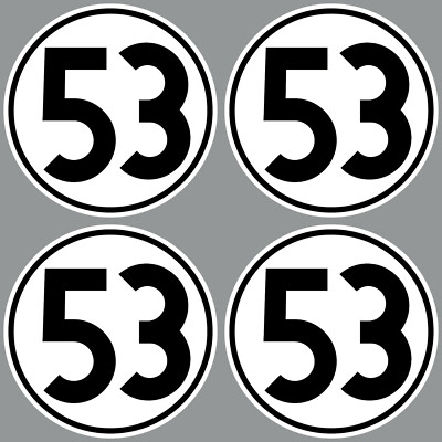 4 Stickers 15cm Sticker 53 Herbie Start Number Car Motorcycle ...