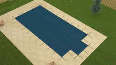Yard Guard Deck-Lock System 16' x 36' Rect Blue Mesh Safety Cover with ...