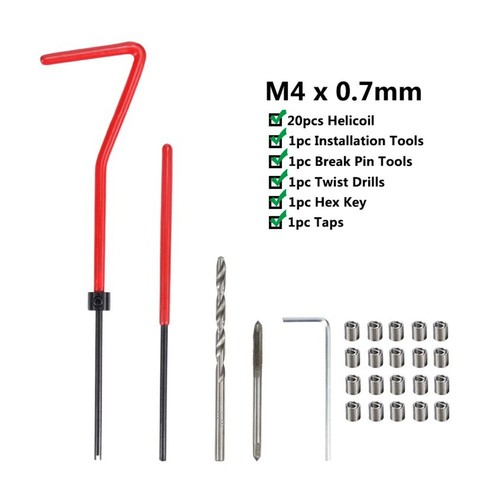 30 teiliges M4*0 7 Metric Thread Repair Insert Kit Helicoil Car Pro ...