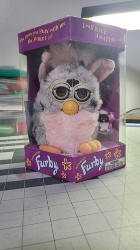 Vintage 1998 FURBY 70-800 Grey & Pink W/ Leopard Spot Brown Eyes ...