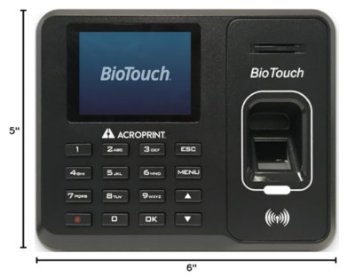 Acroprint BioTouch Automatic Biometric Fingerprint/Proximity Time Clock ...