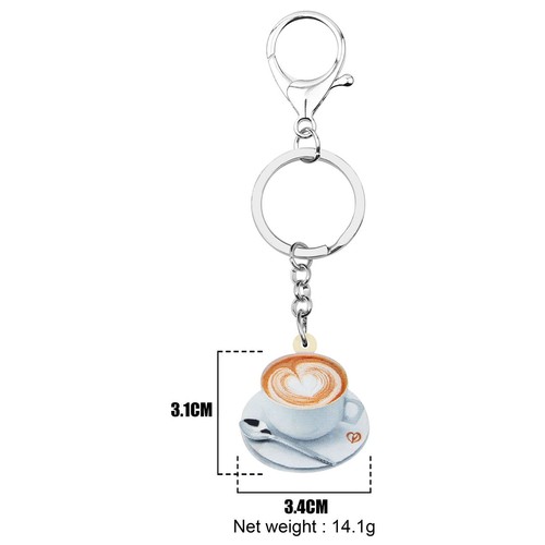 Acrylic Coffee Cup Spoon Keychains Car Purse Key Ring Party Jewelry Bag ...