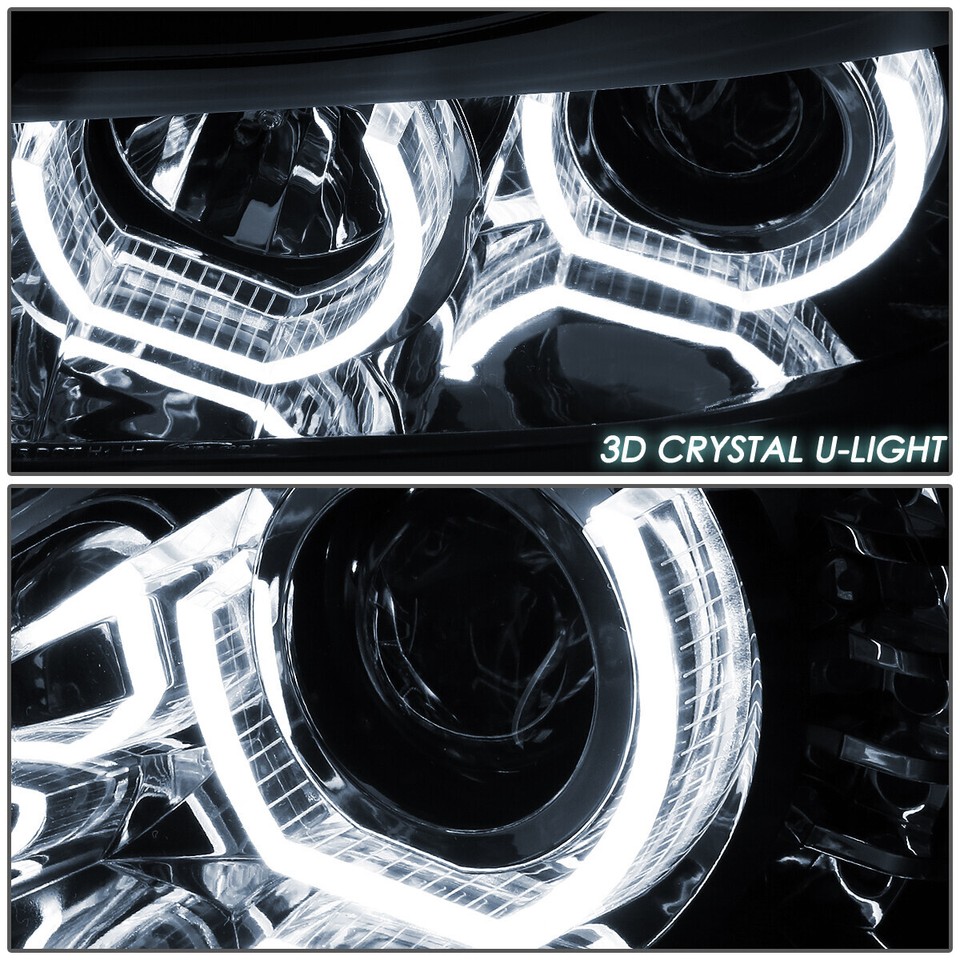 FOR 09-12 BMW E90 3-SERIES CHROME 3D CRYSTAL HALO PROJECTOR HEADLIGHT ...