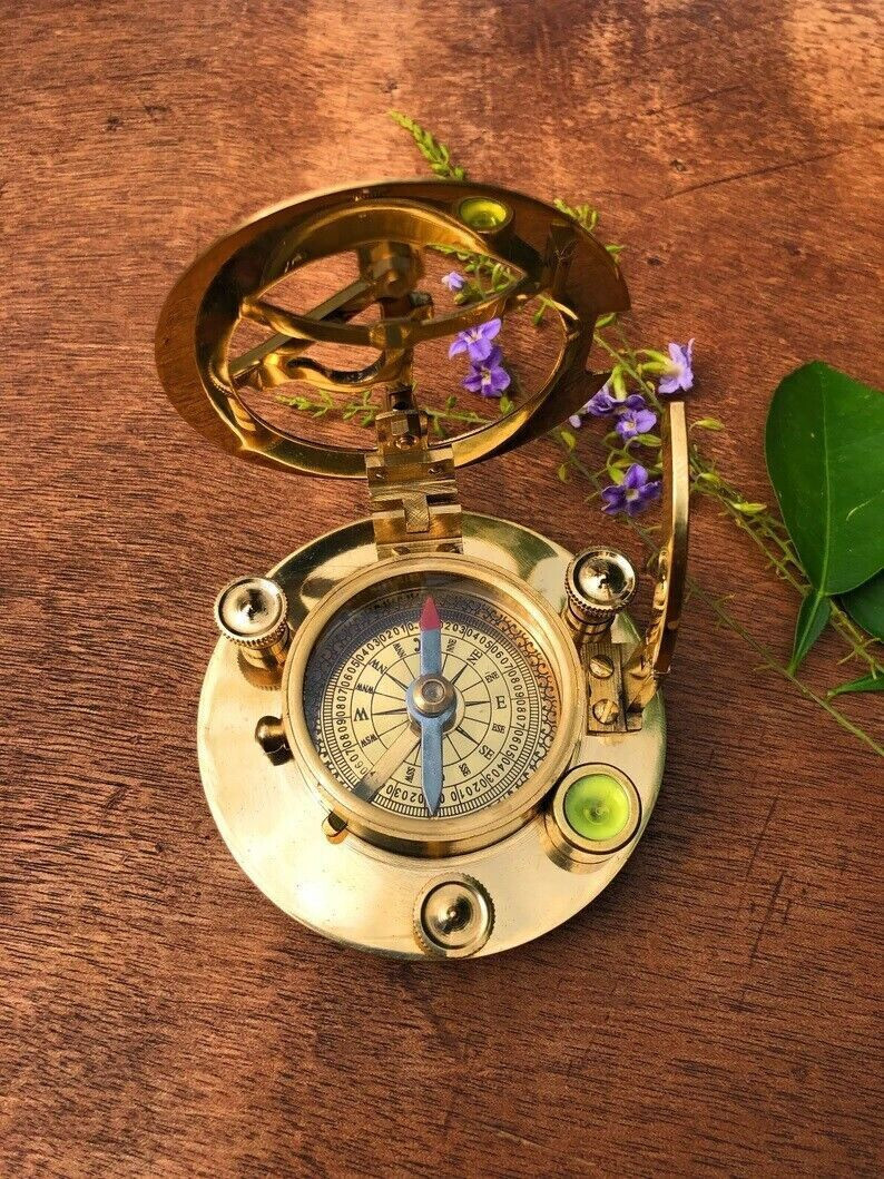 Sundial Compass 3" Brass Nautical Marine Pocket Sun Dial Pirate Ship ...