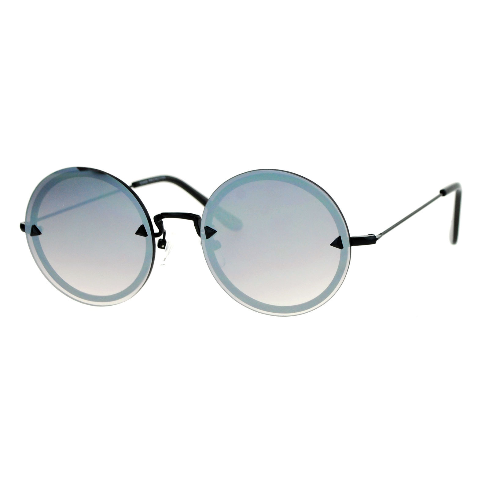 Round Circle Frame Sunglasses Womens Full Mirror Lens Rear Rim Fashion ...