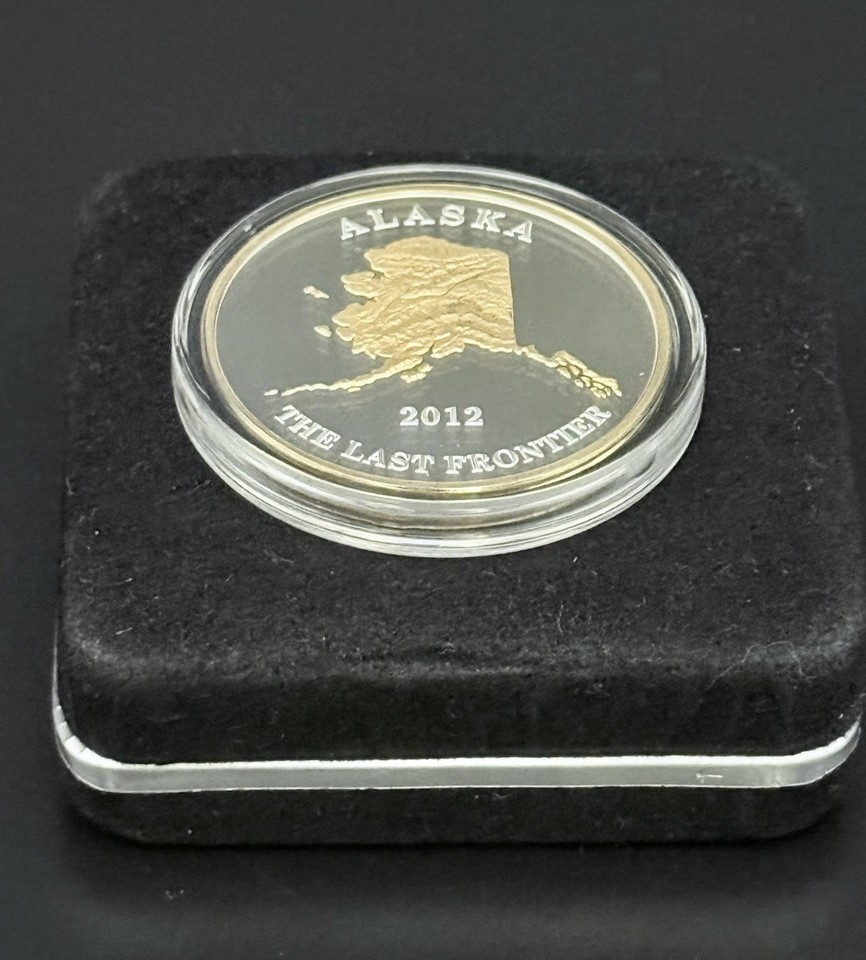 Alaska Mint Coin 1 oz .999 fine silver & Gold - 2012 Alaska Map | eBay