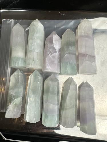 10 X Green Purple Fluorite Crystal Towers Bundle 1kg Job Lot Wholesale ...