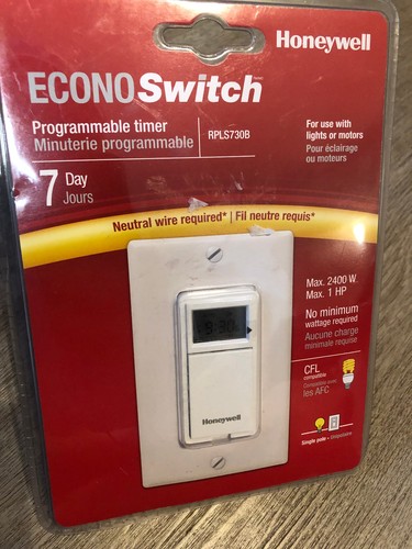New Honeywell Home RPLS730B Econo Switch 7-Day Programable Neutral Wire ...