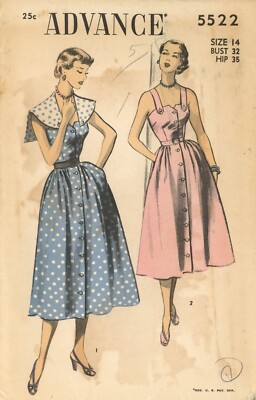 Advance 5522 Tea Length Sundress w Cape & Side Seam Pockets Sz 14 UNCUT ...