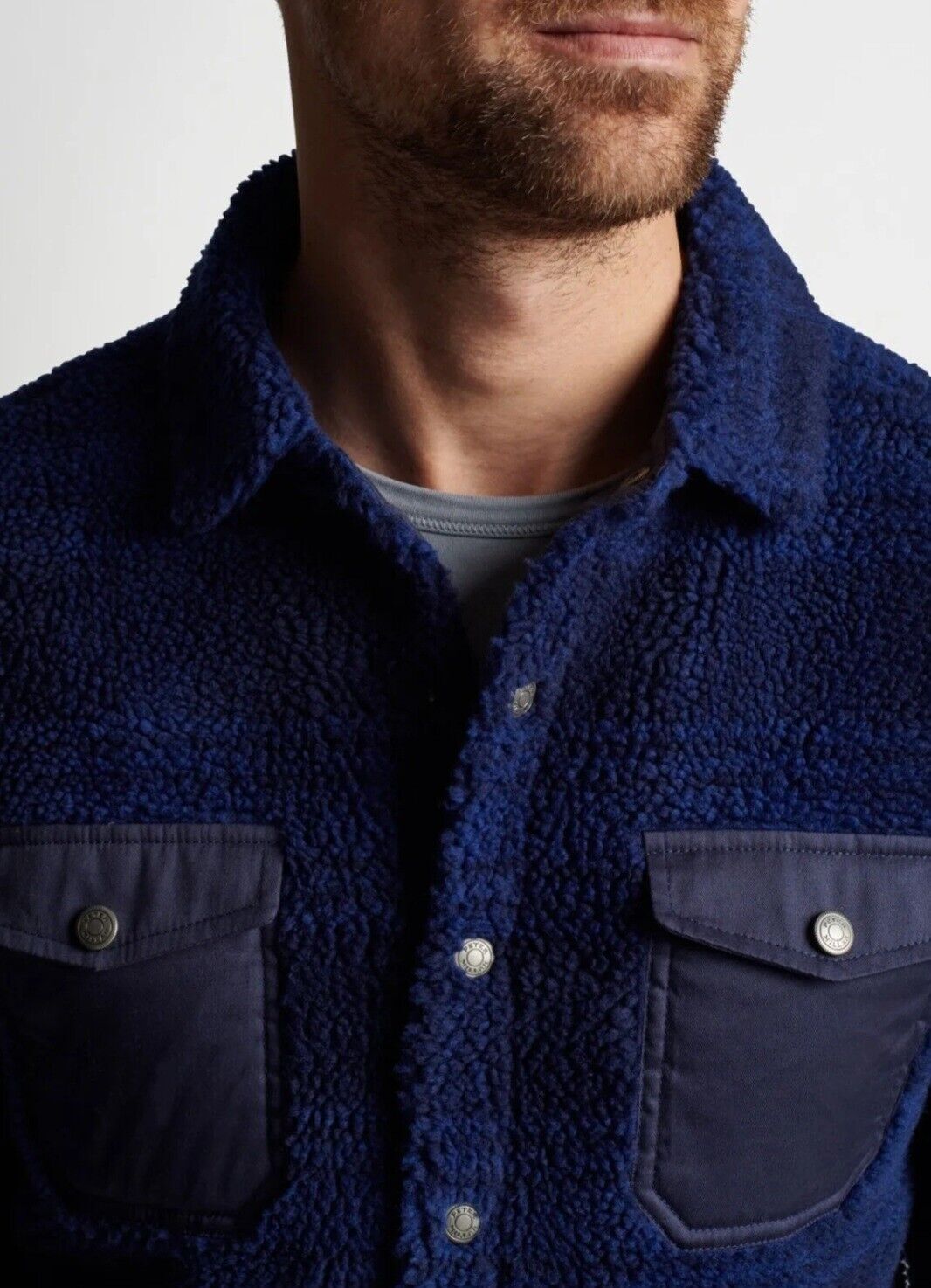 Peter Millar Sherpa Shearling Fur Golf Field Overshirt Shirt Jacket ...