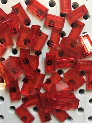Lego Trans Red 1x2 Flat Tiles Smooth Finishing Buildings Roof Floor New ...