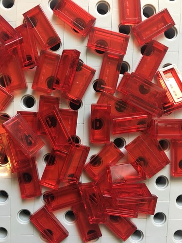 Lego Trans Red 1x2 Flat Tiles Smooth Finishing Buildings Roof Floor New ...