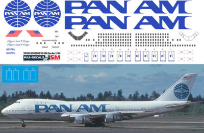 1/144 PAS-DECALS Boeing 747100 02 Pan-American Pan Am Zvezda Revell ...