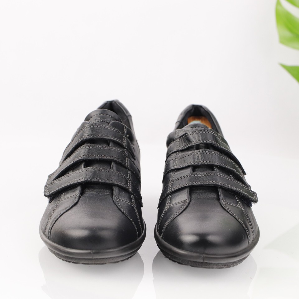 Ecco Womens Shade Sneaker Size 38 7 Black Leather Triple Strap Wedge ...