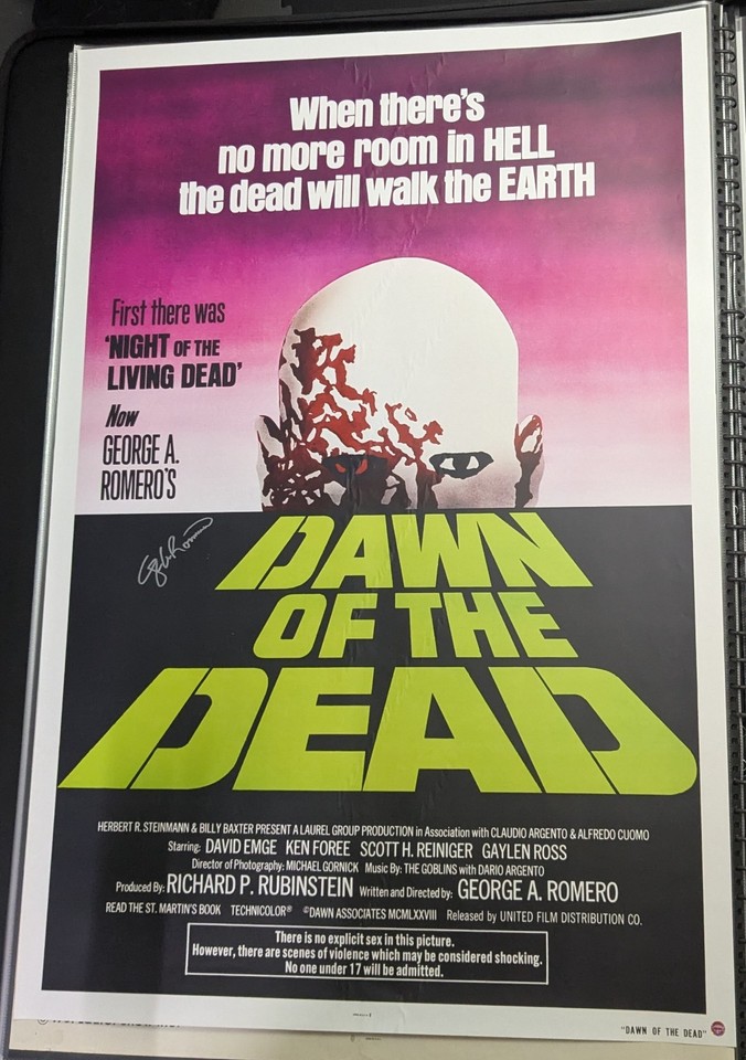 George A Romero Signed / Autographed Dawn Of The Dead 27x40 Poster | eBay
