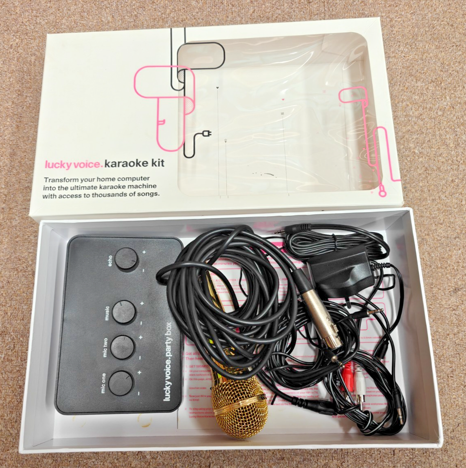 Lucky Voice Party Box Karaoke System Kit With Microphone jack cable and ...