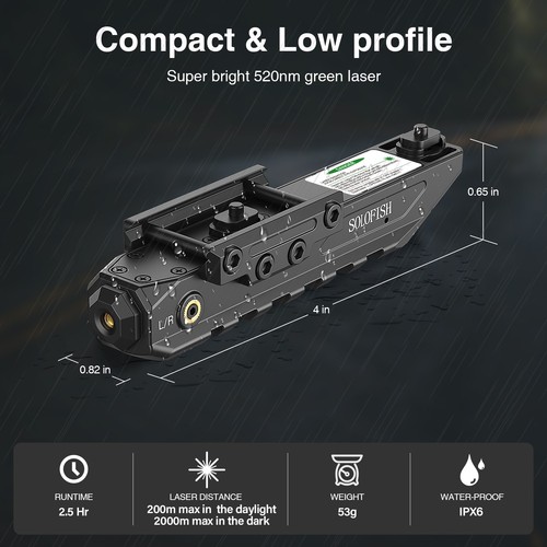 SOLOFISH M-Lok Mounted Green Laser Sight w/ Picatinny Rail Magnetic ...