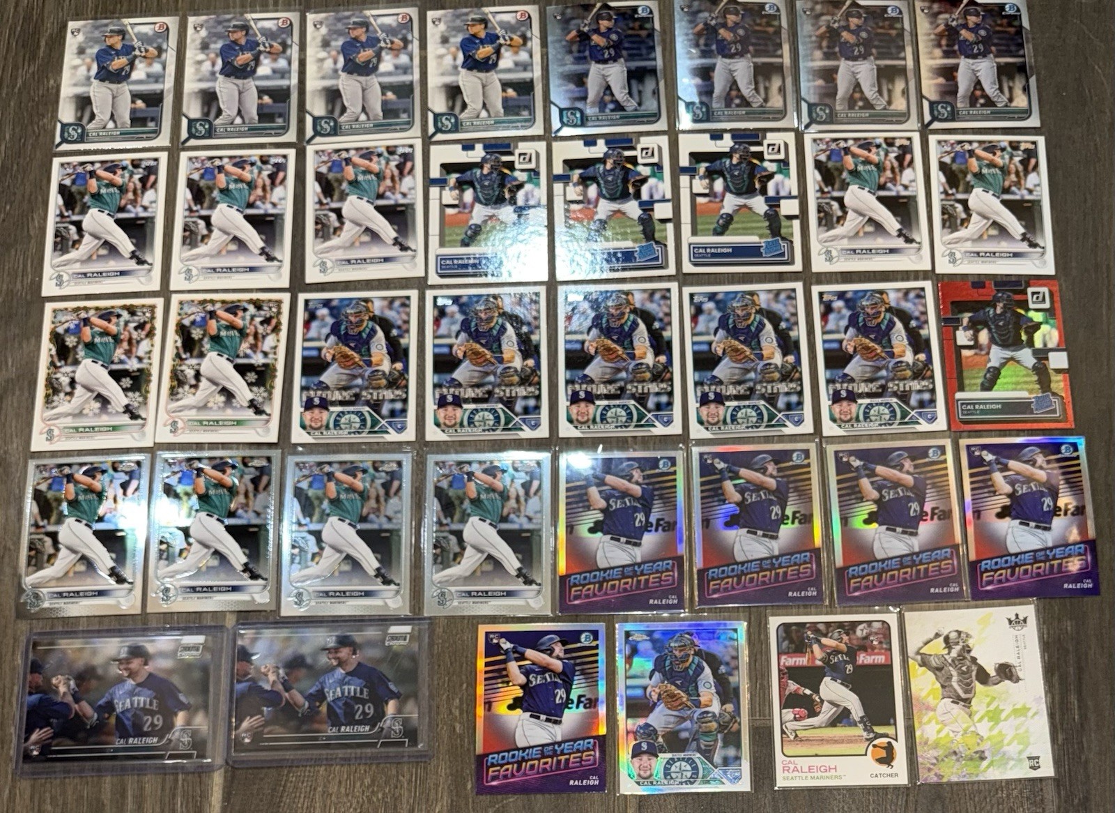 2022 Topps Chrome Paper Cal Raleigh Rookie 38 Card Lot Bowman Paper ...