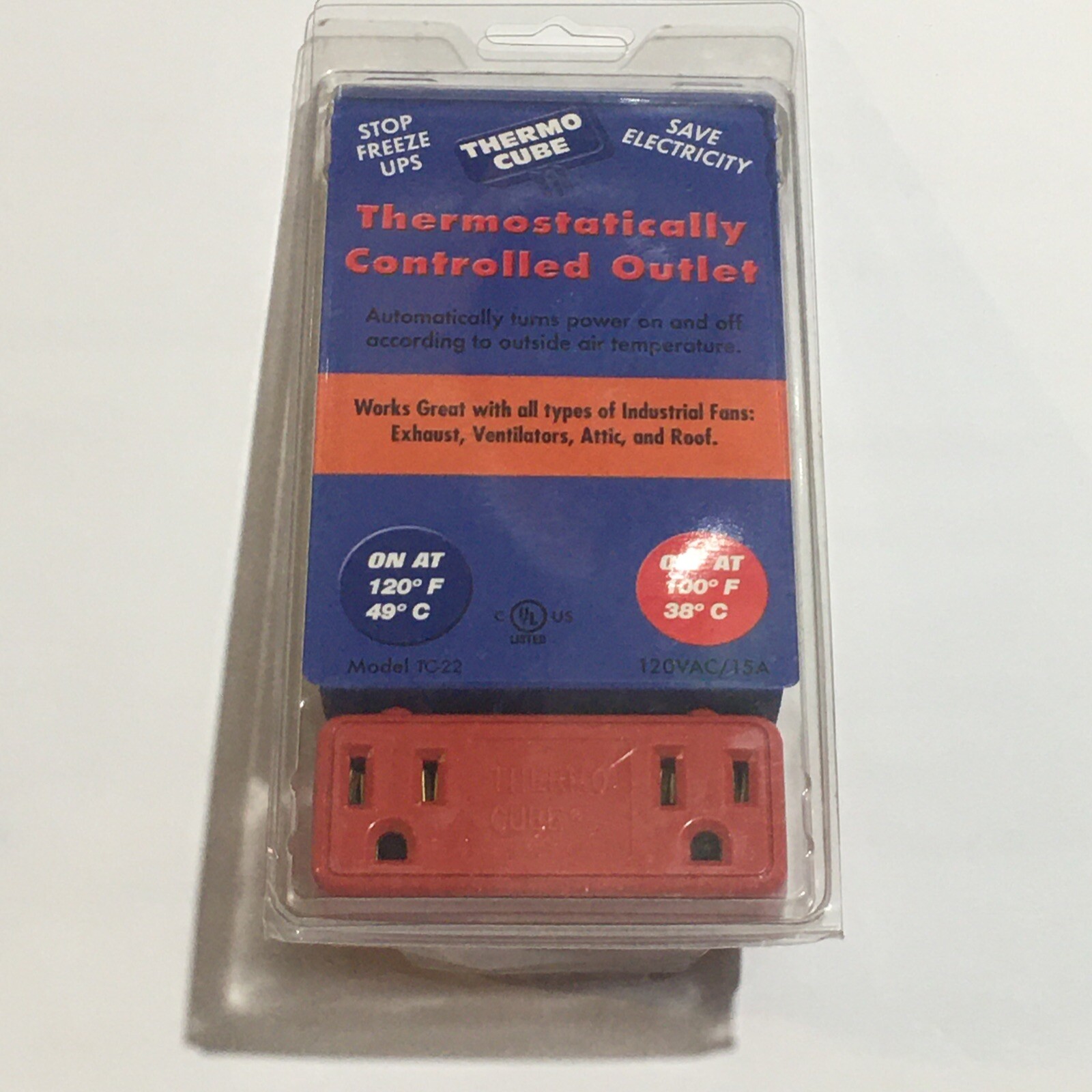 Thermo Cube Thermostatically Controlled Outlet TC-22 On at 120 F & off ...