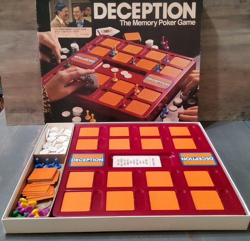 Vintage 1975 Deception Memory Poker Board Card Game Milton Bradley ...