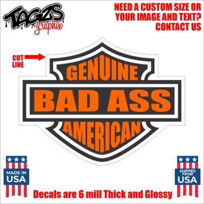 Genuine Badass American Printed & Laminated Window Decal Sticker Car ...