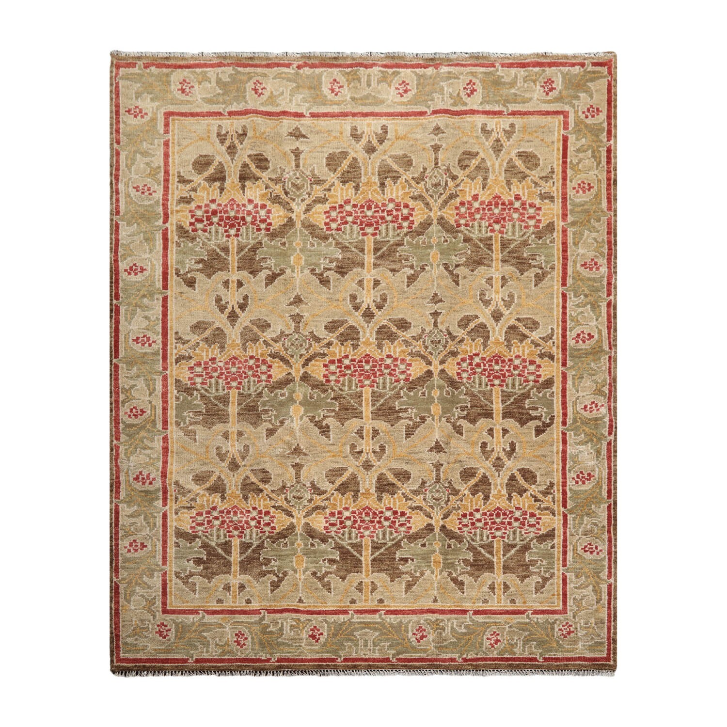 William Morris Muted Turkish Oushak Hand Knotted Wool Area Rug Brown 8 ...