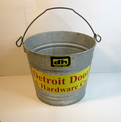 Vintage Detroit Door & Hardware Co Galvanized Metal Bucket Pale w ...